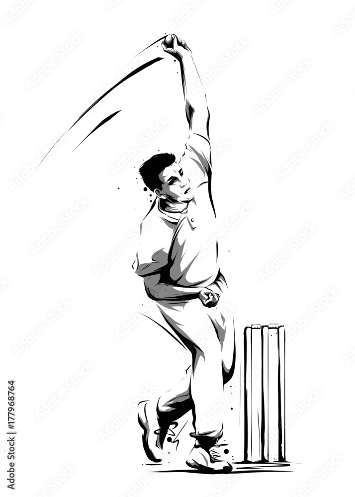 cricket player bowling ball side Stock Vector | Adobe Stock