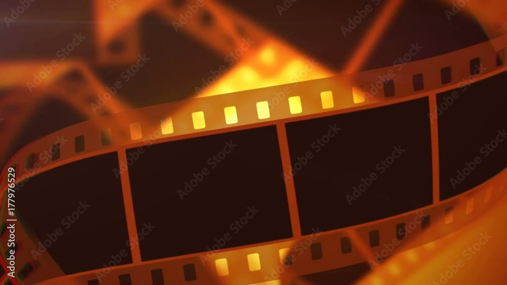 A retro 3d rendering of Movie making film tape of white and black ...