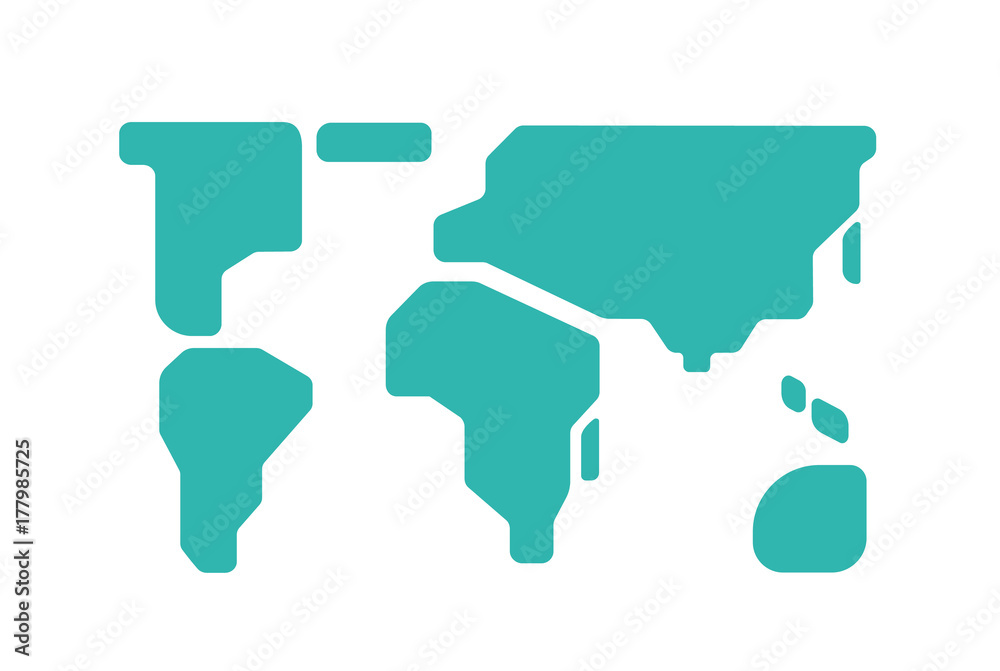 World map sign and icon. Color map of the world on a white background ...