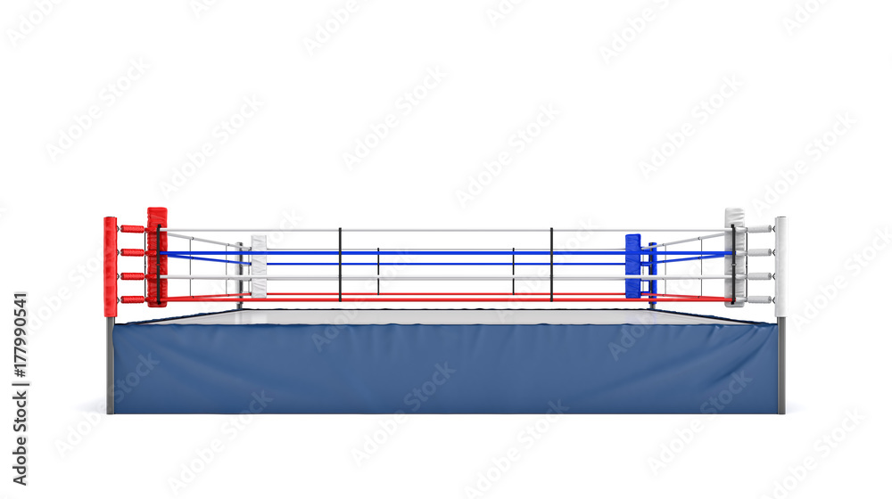 3d rendering of an empty boxing ring in front view isolated on white ...