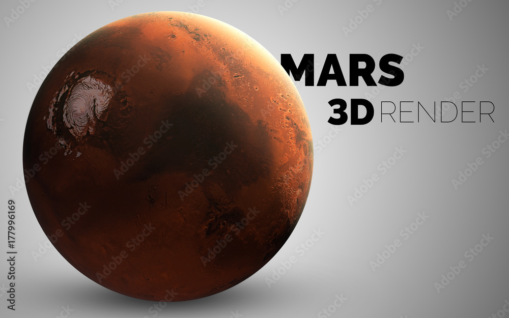 Mars. Set of solar system planets rendered in 3D. Elements of this ...
