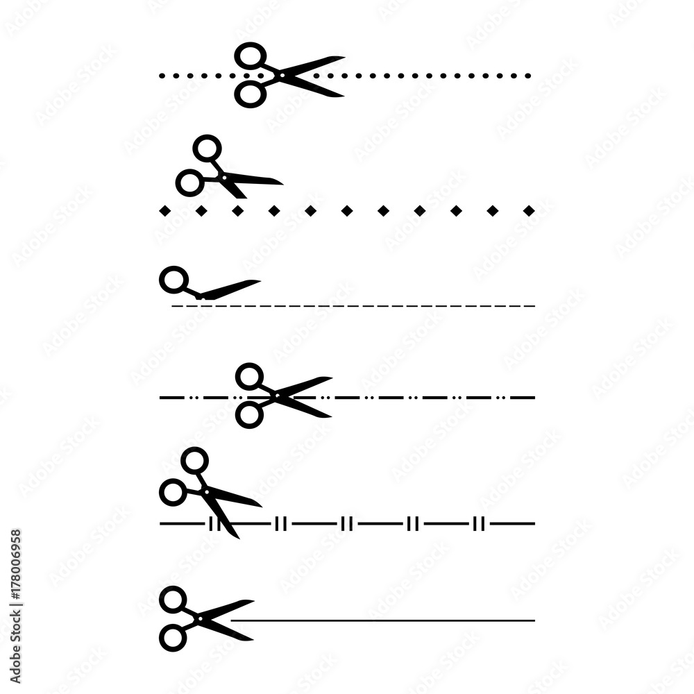 Templates scissors cut along dotted and dashed lines different shapes ...