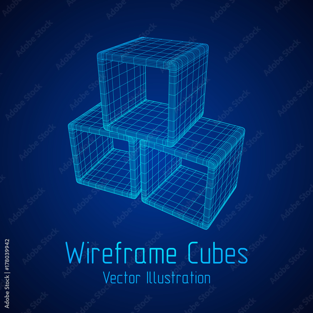 Product display boxes. Wireframe mesh vector. Platform or Stand ...