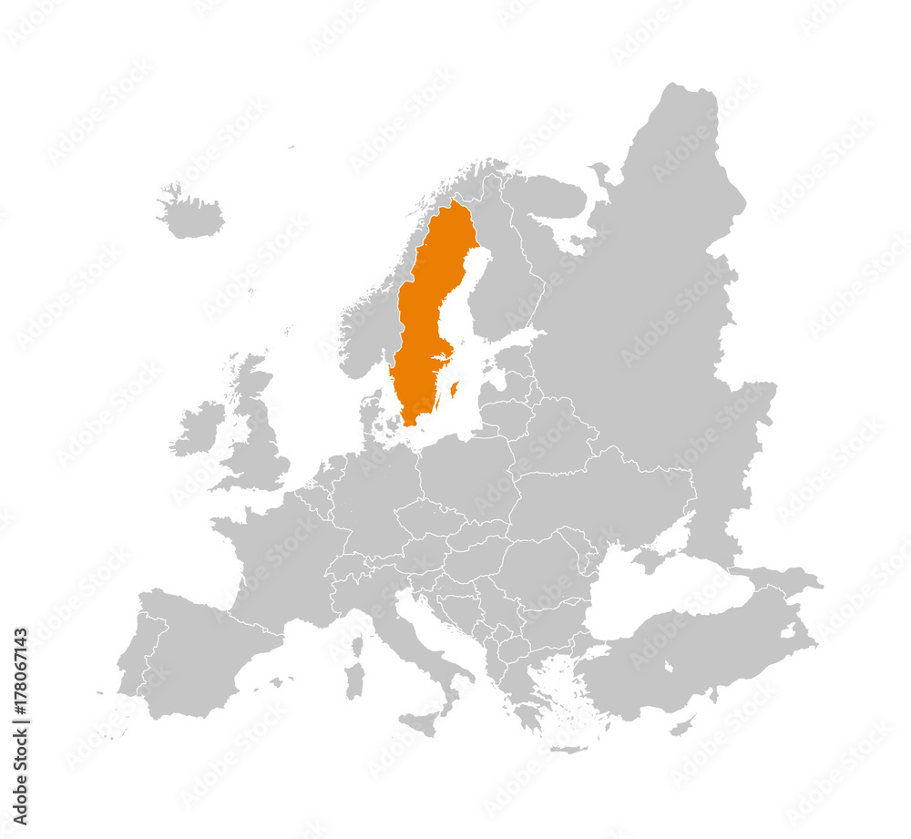 Sweden Map in Europe Stock Vector | Adobe Stock