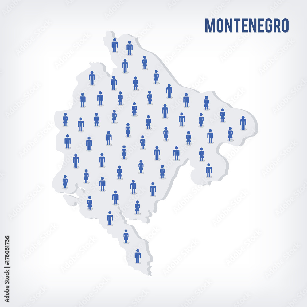 Vector people map of Montenegro . The concept of population. Stock ...