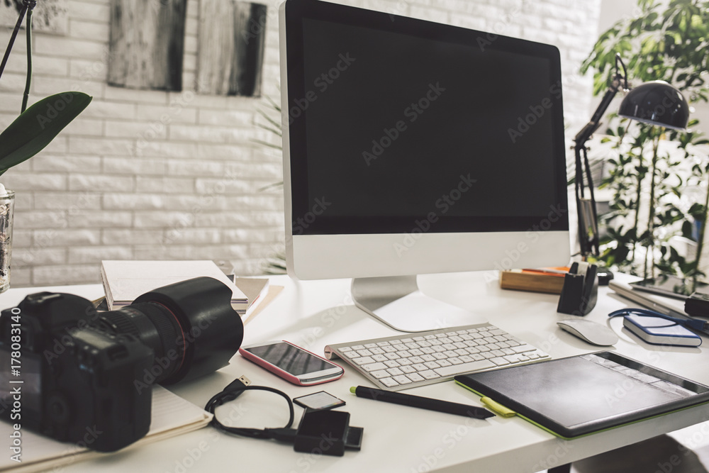 Photographer's Desk Stock Photo | Adobe Stock