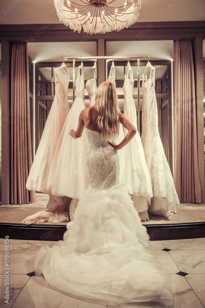 Attractive bride in wedding salon Stock Photo | Adobe Stock