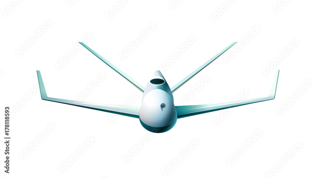 Front view of drone. Vector illustration of flying drone in front view ...