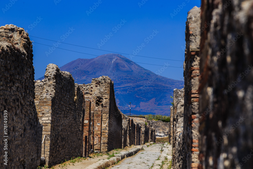 Pompeii, Italy, View of Mount Vesuvius Stock Photo | Adobe Stock