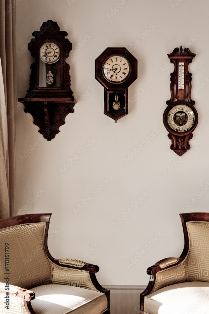 old clocks on the wall Stock Photo | Adobe Stock