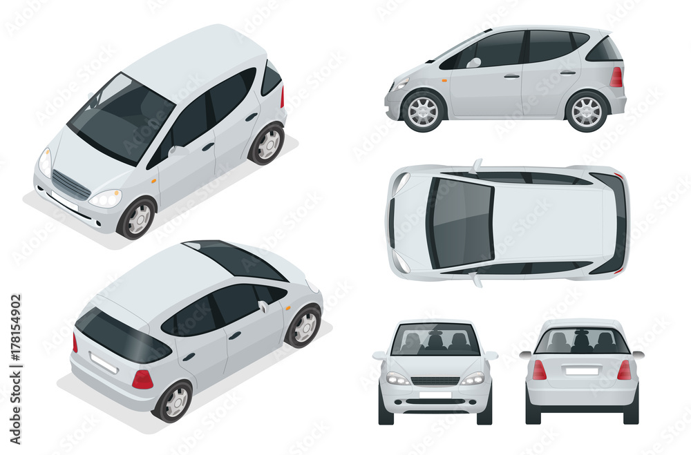 Small Compact Electric vehicle or hybrid car. Eco-friendly hi-tech auto ...