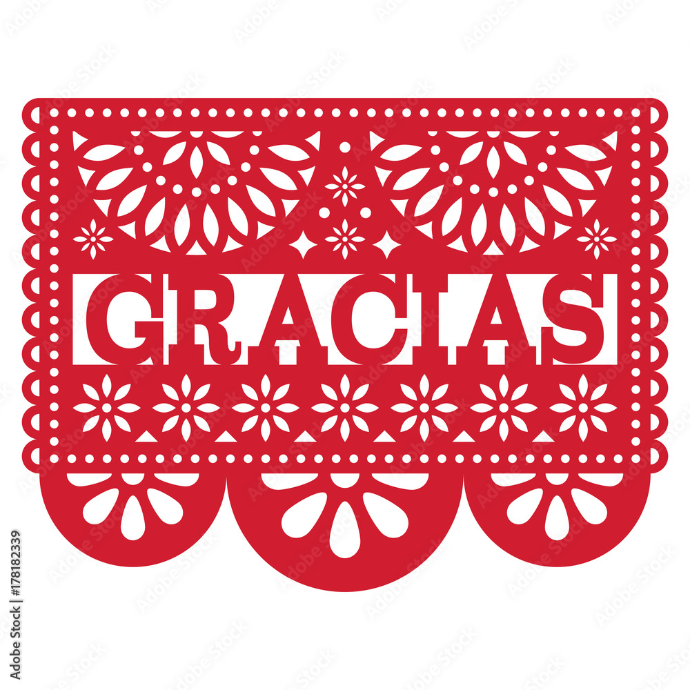 Vecteur Stock Mexican Papel Picado vector design - Gracias pattern ...