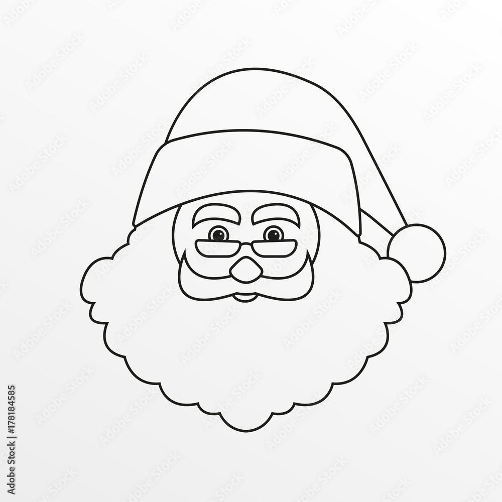 Santa Claus face. Outline Santa icon. Christmas decoration element ...