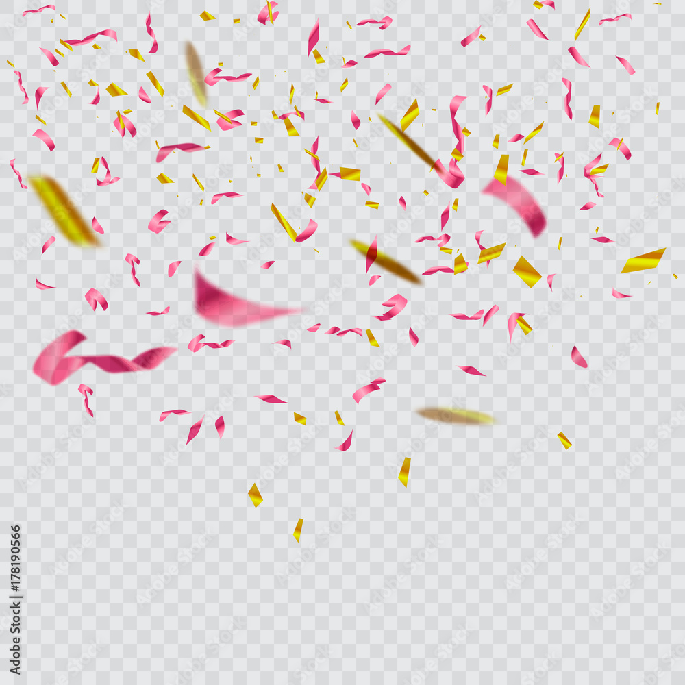 Colorful bright confetti isolated on transparent background. Festive vector illustration Stock ...