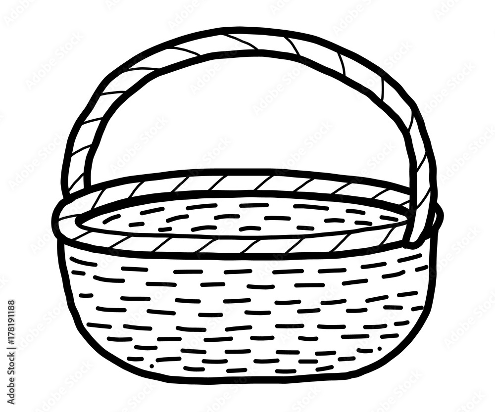 handcraft basket / cartoon vector and illustration, black and white ...