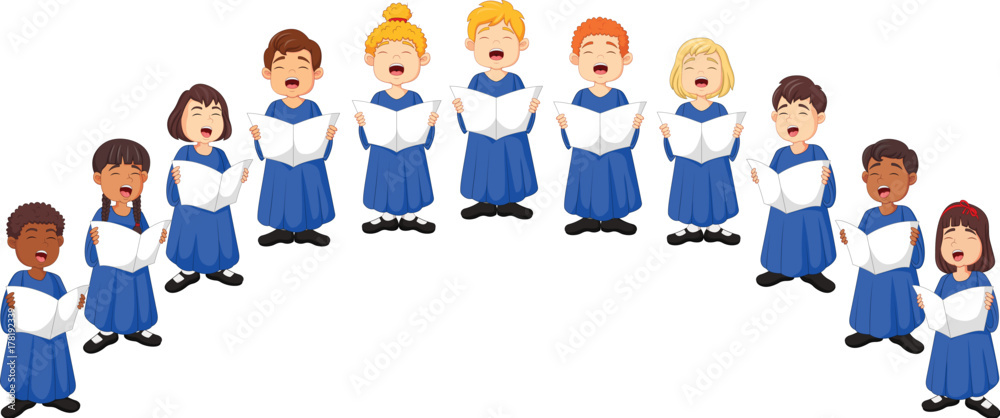 Choir girls and boys singing a song Stock Vector | Adobe Stock