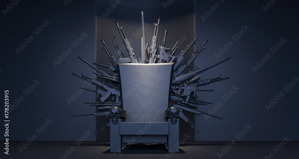 Throne made from weapons 3D Rendering Stock Illustration | Adobe Stock