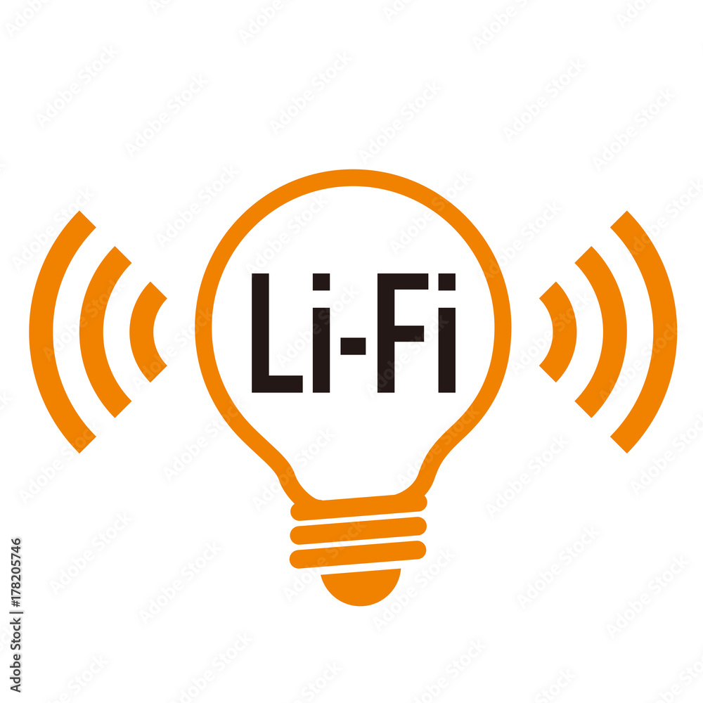Li-Fi (Light Fidelity, wireless communication technology by LED) icon ...