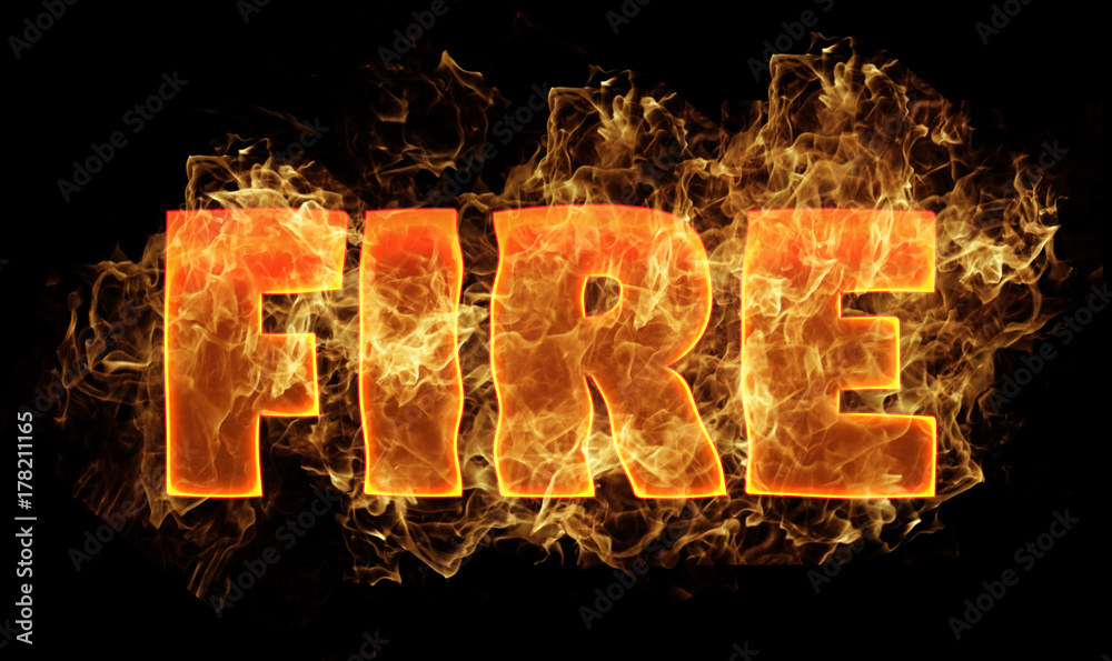 Molten metal fire text in flames concept idea design Stock Illustration ...