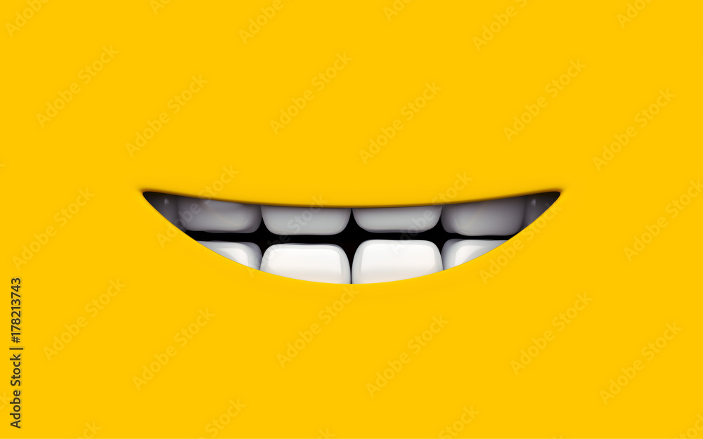 Mouth of character on a yellow background. Mimicry face of a cartoon ...