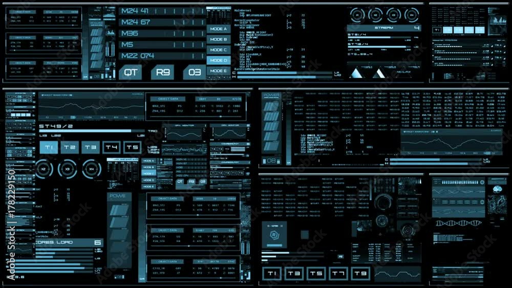 Light blue futuristic interface/Digital screen/Detailed abstract ...