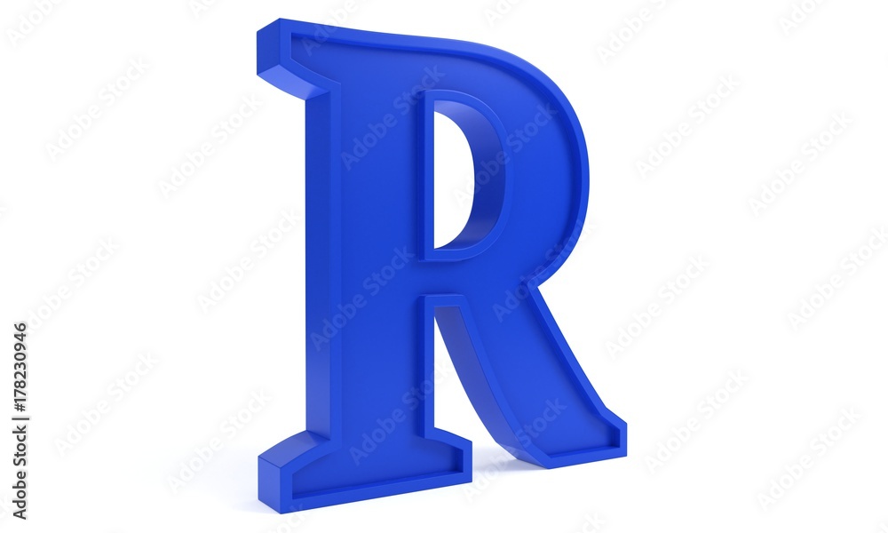 Blue letter R, 3d rendering Stock Illustration | Adobe Stock