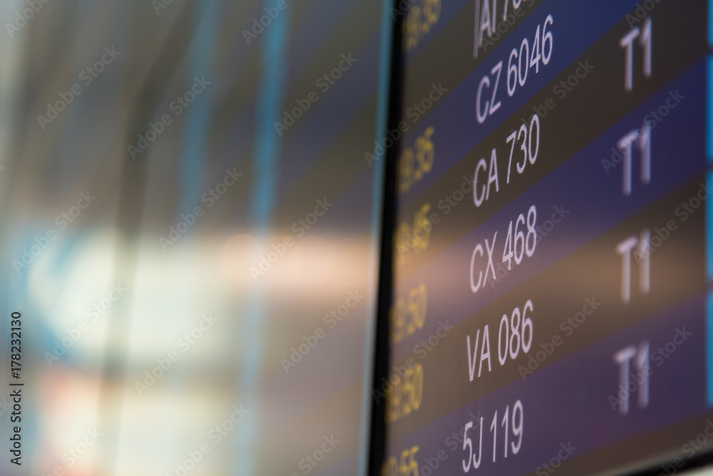 Flight information on airport arrivals departures board, timetable and ...