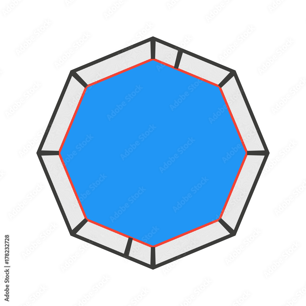 Vetor de MMA octagon cage isolated. Flat fight ring. Top view of mma ...