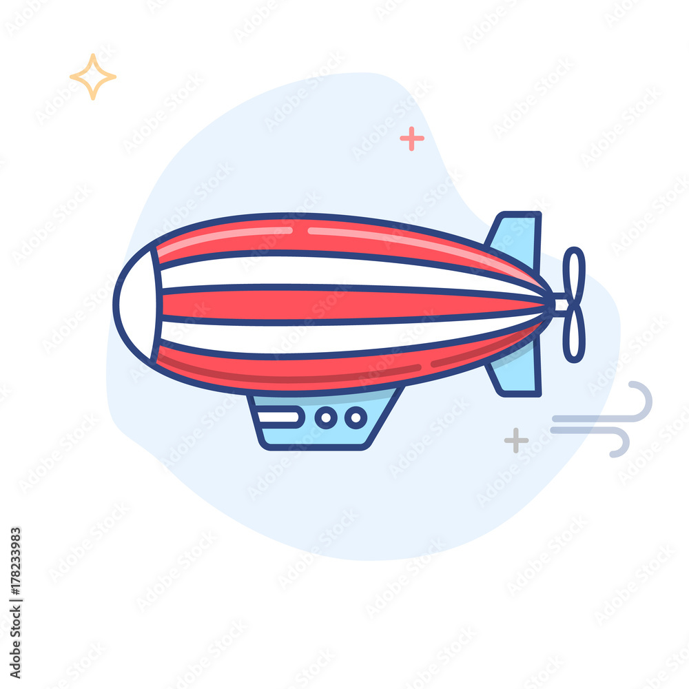 Zeppelin / Blimp Line Illustration Stock Vector | Adobe Stock