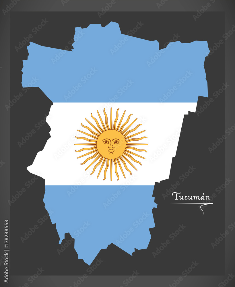 Tucuman map of Argentina with Argentinian national flag illustration ...