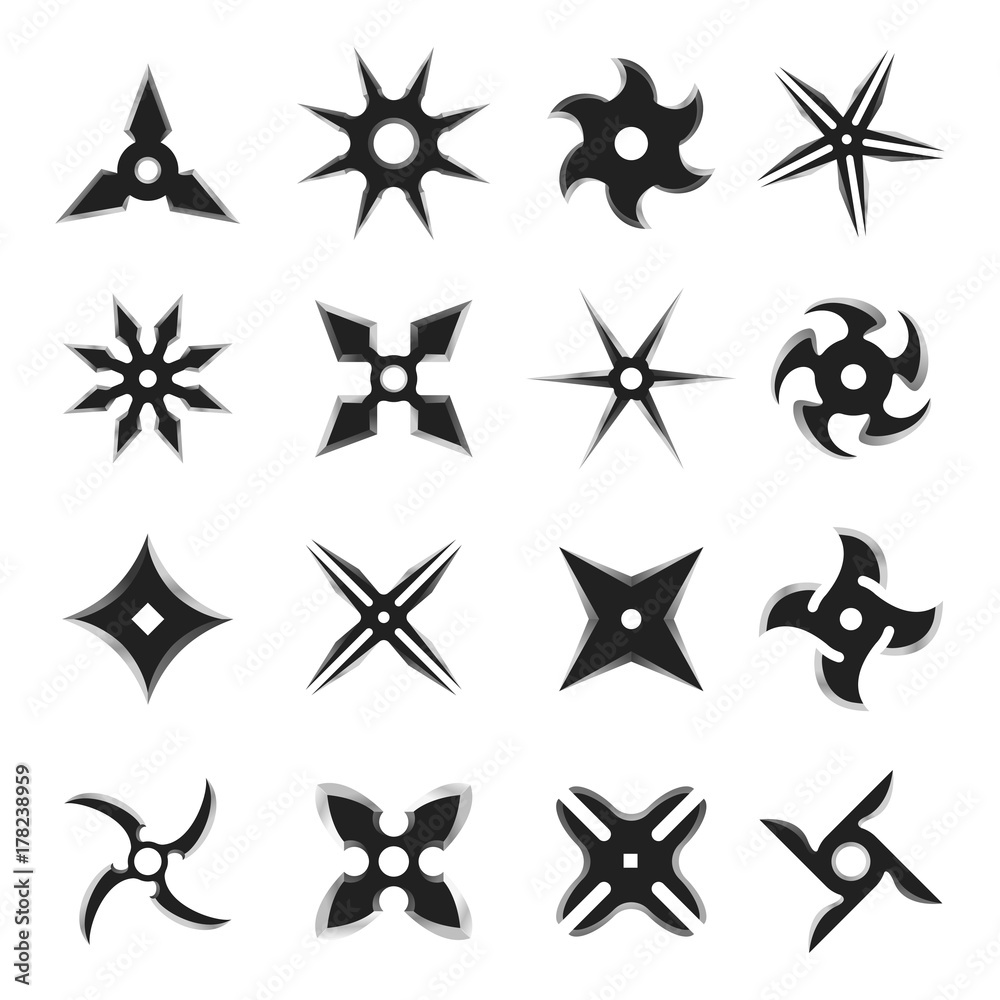 Ninja stars set Stock Vector | Adobe Stock