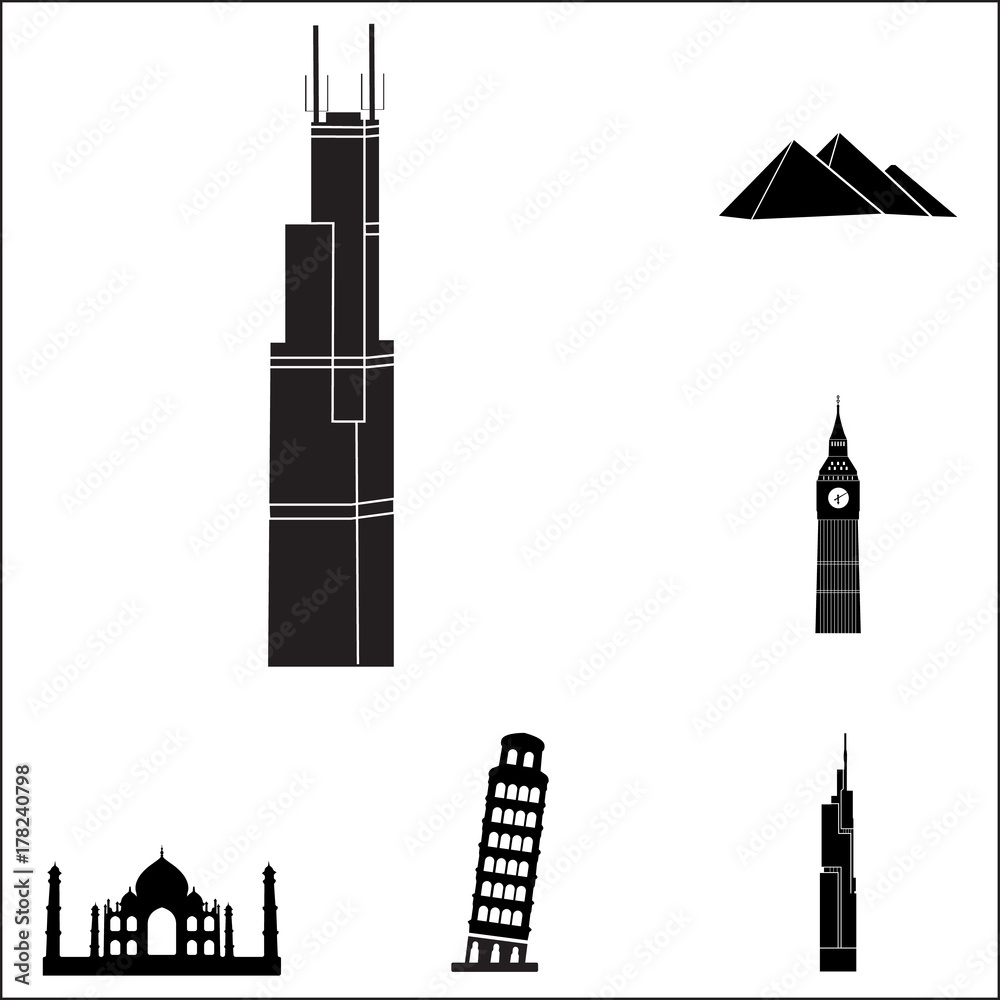 USA famous buildinig icon. Set of famous building of the world icons ...