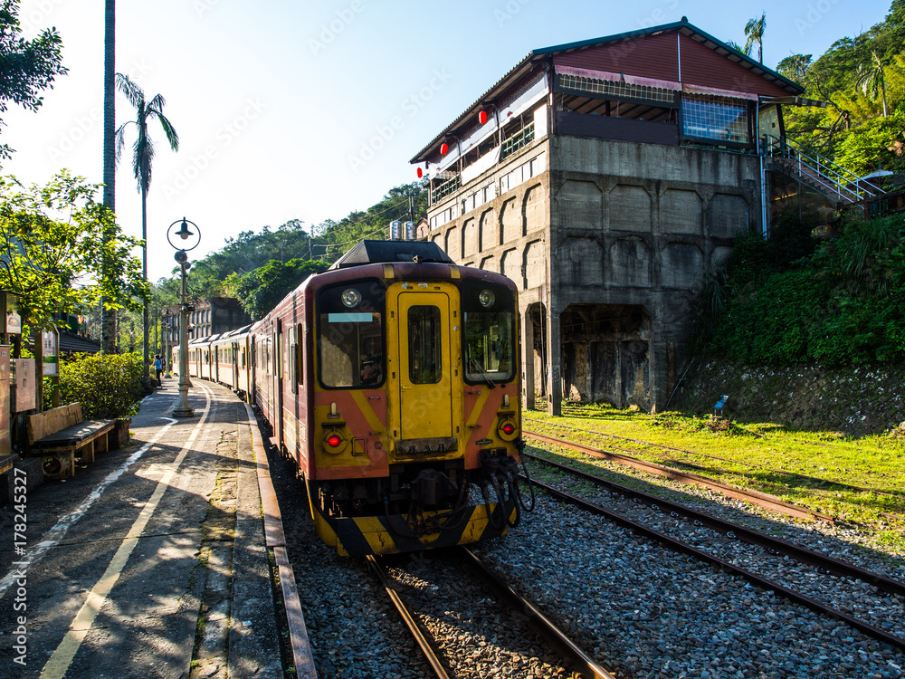 The old taiwanese train style for tourist to have some sight seeing ...