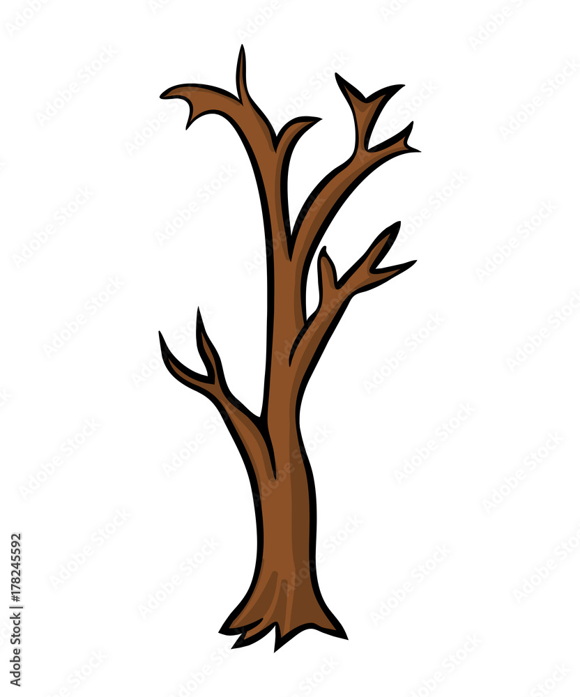 Bare tree cartoon vector design isolated on white background Stock ...