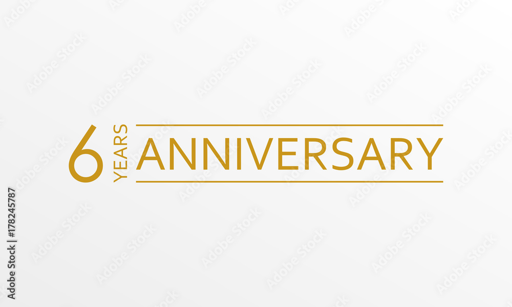 6 year anniversary emblem. Anniversary icon or label. 6 year ...