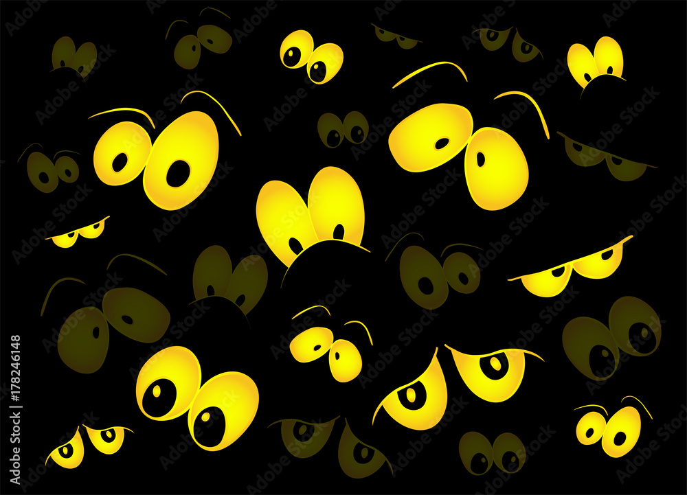 halloween spooky scary eyes vector design isolated on black background ...