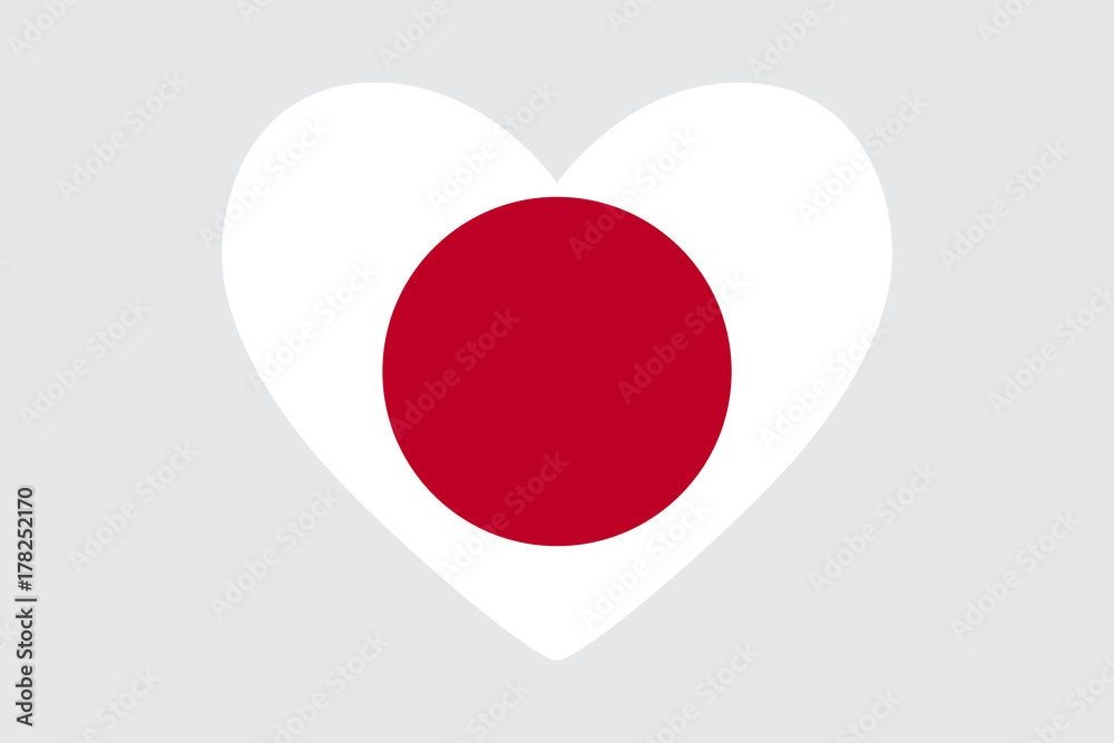 Heart in colors and symbols of the Japanese flag, vector. Stock Vector ...