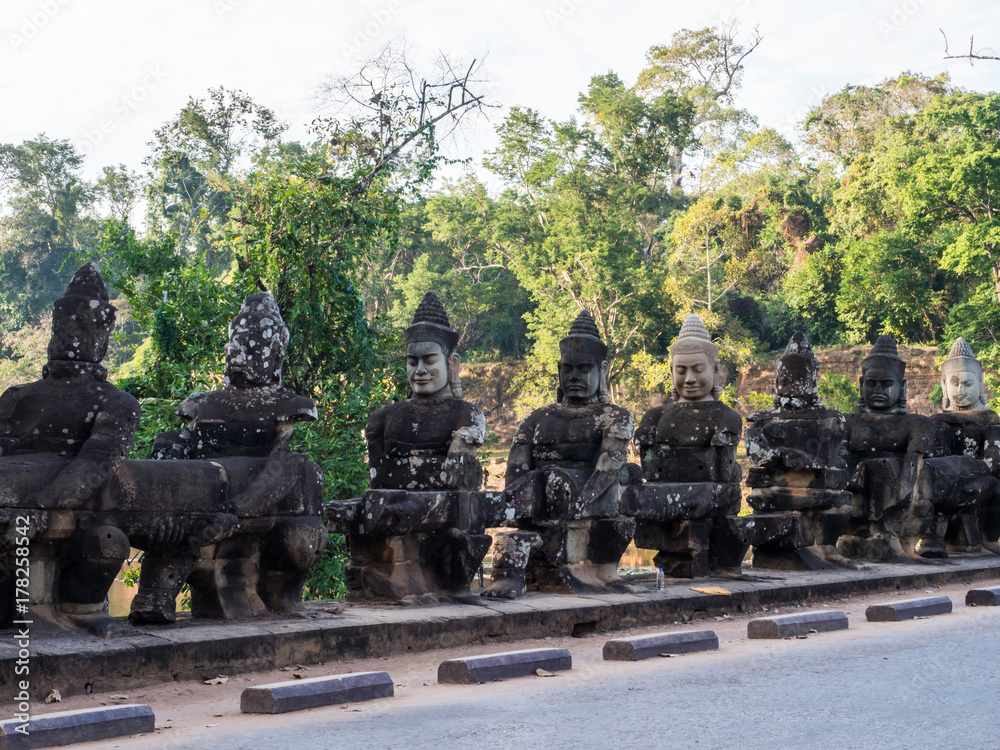 The lining of guardian protecting the front gate of the ancient castle ...