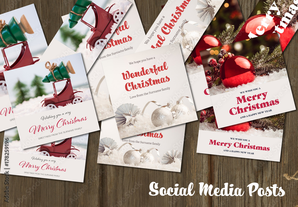 Set of Christmas Social Post Layouts 2 Stock Template | Adobe Stock