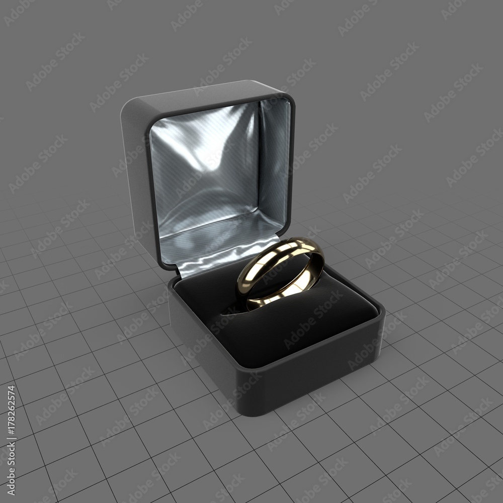 Gold ring in a box Stock 3D asset | Adobe Stock