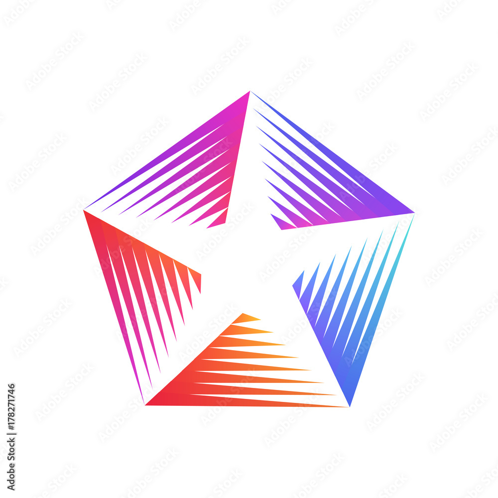 Stylized linear colorful shape star logo design template. Modern star ...