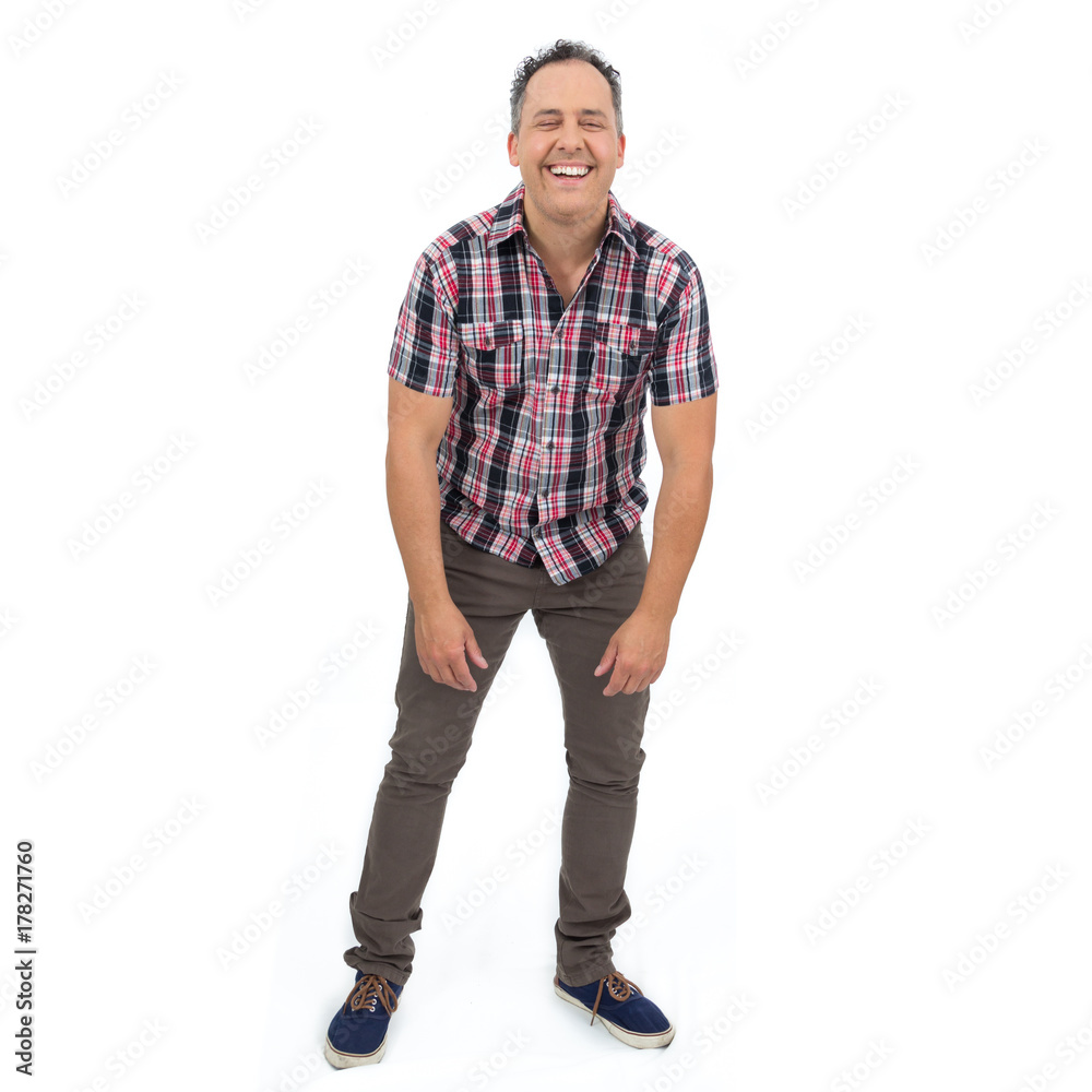 Full body image of man laughing a lot.. Stock Photo | Adobe Stock