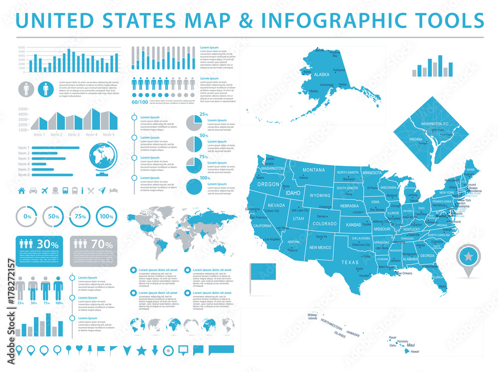 United States Map - Info Graphic Vector Illustration Stock Vector ...