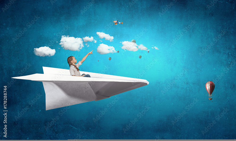 Dreaming to become pilot. Mixed media Stock Photo | Adobe Stock