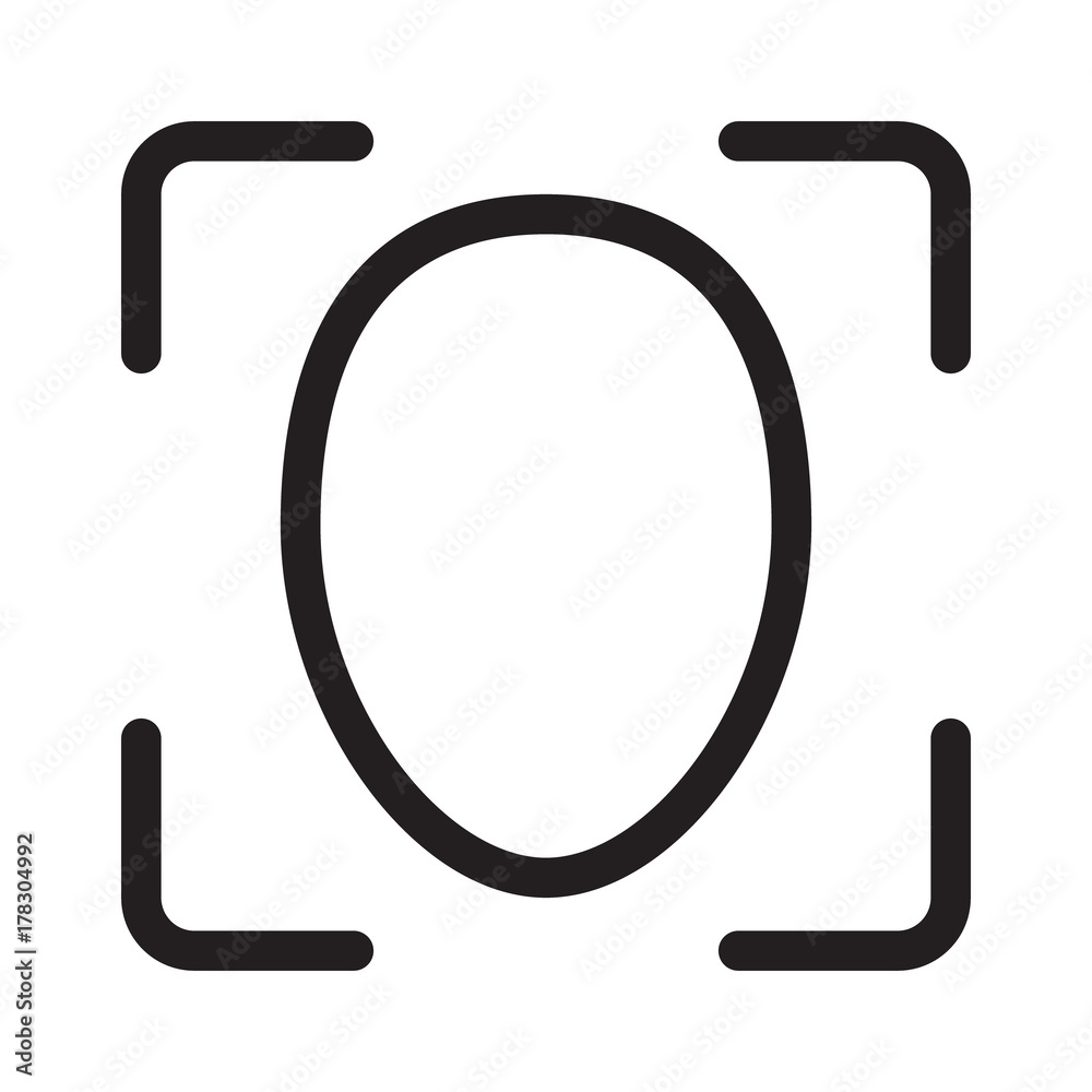 Facial recognition system identification face scan line art vector icon ...