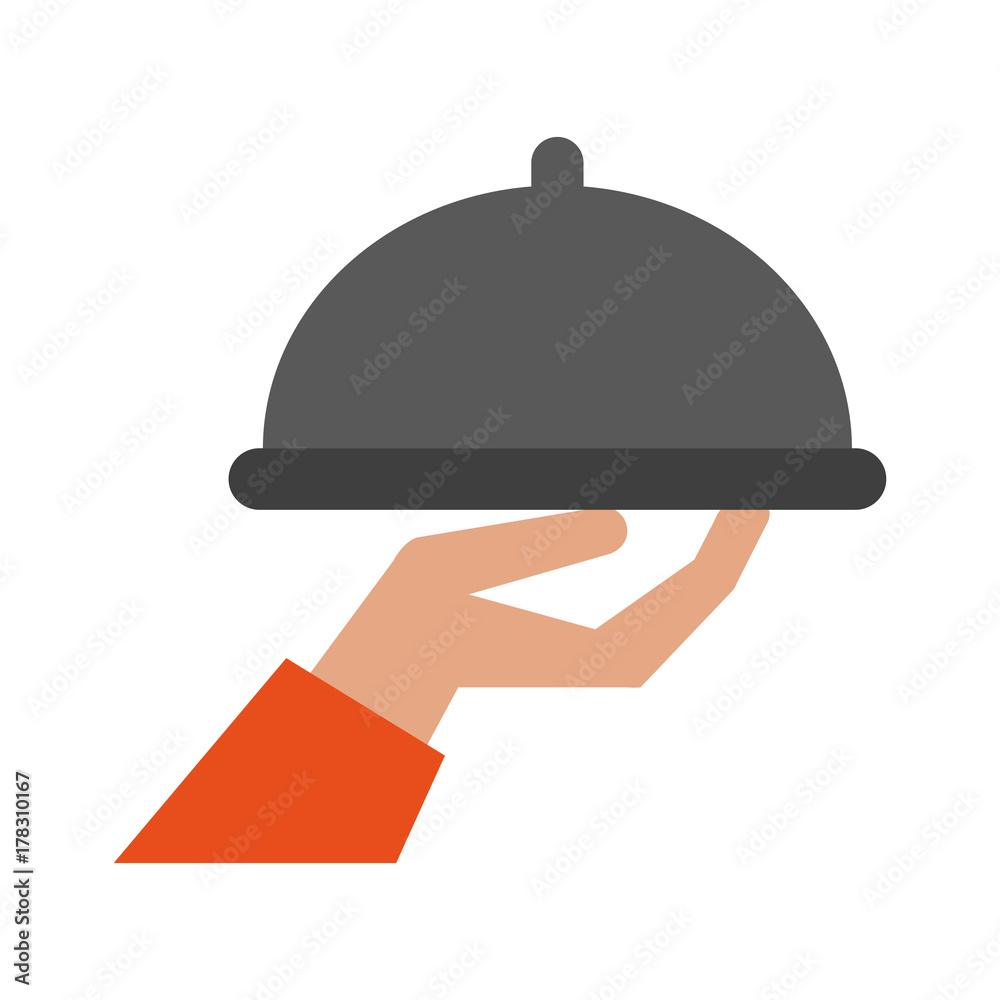 covered platter with waiter hand icon image vector illustration design ...