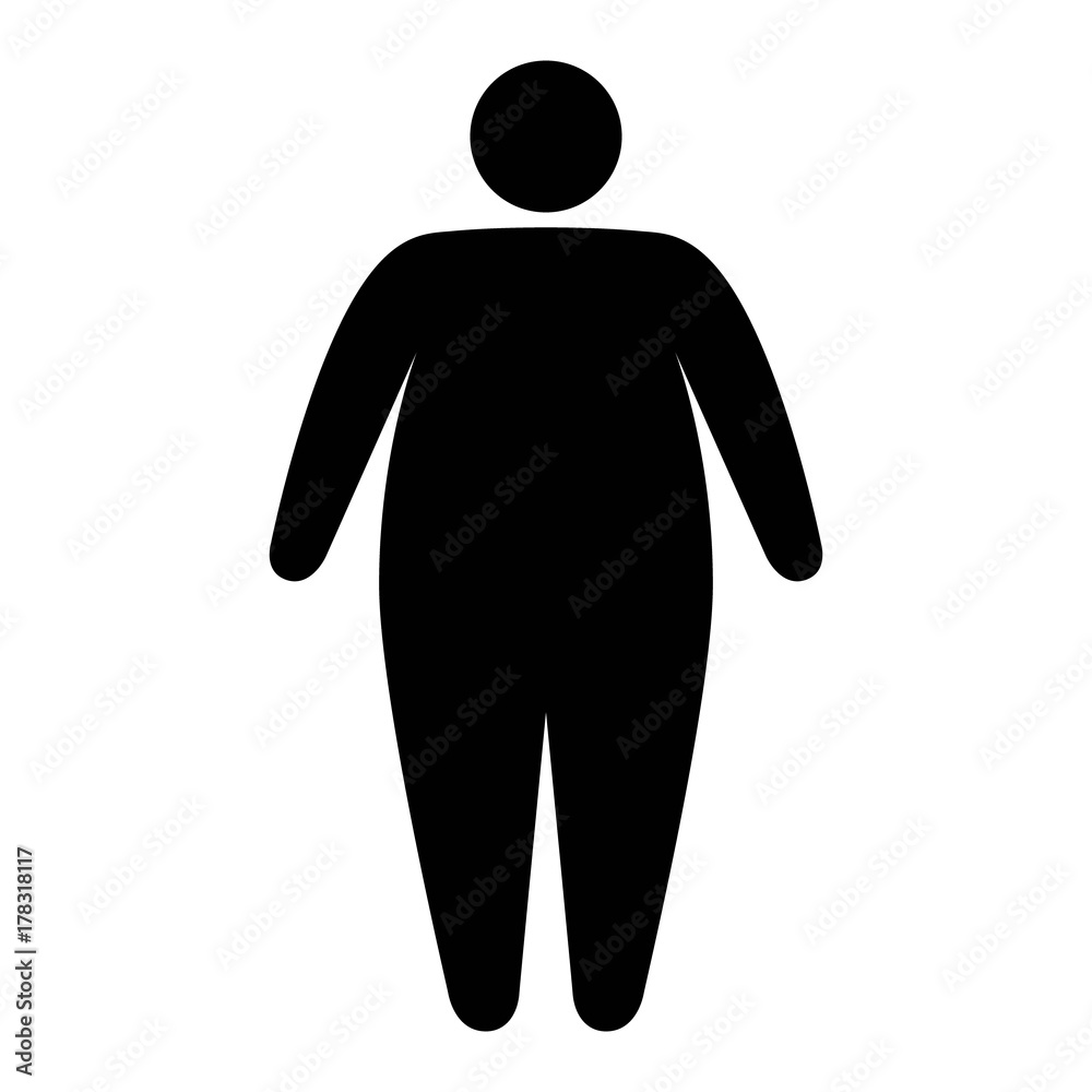 Fat / obese person facing obesity epidemic flat vector icon for apps ...