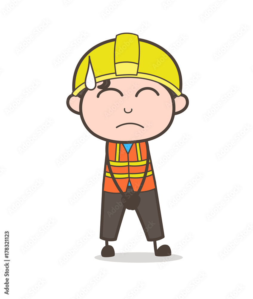 Sad Emotional Face - Cute Cartoon Male Engineer Illustration Stock ...