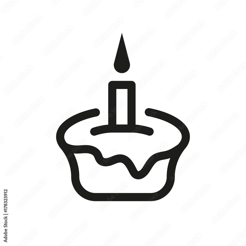 Cake with candles Icon Vector Fat Design Editable Stroke. 512x512 Pixel ...