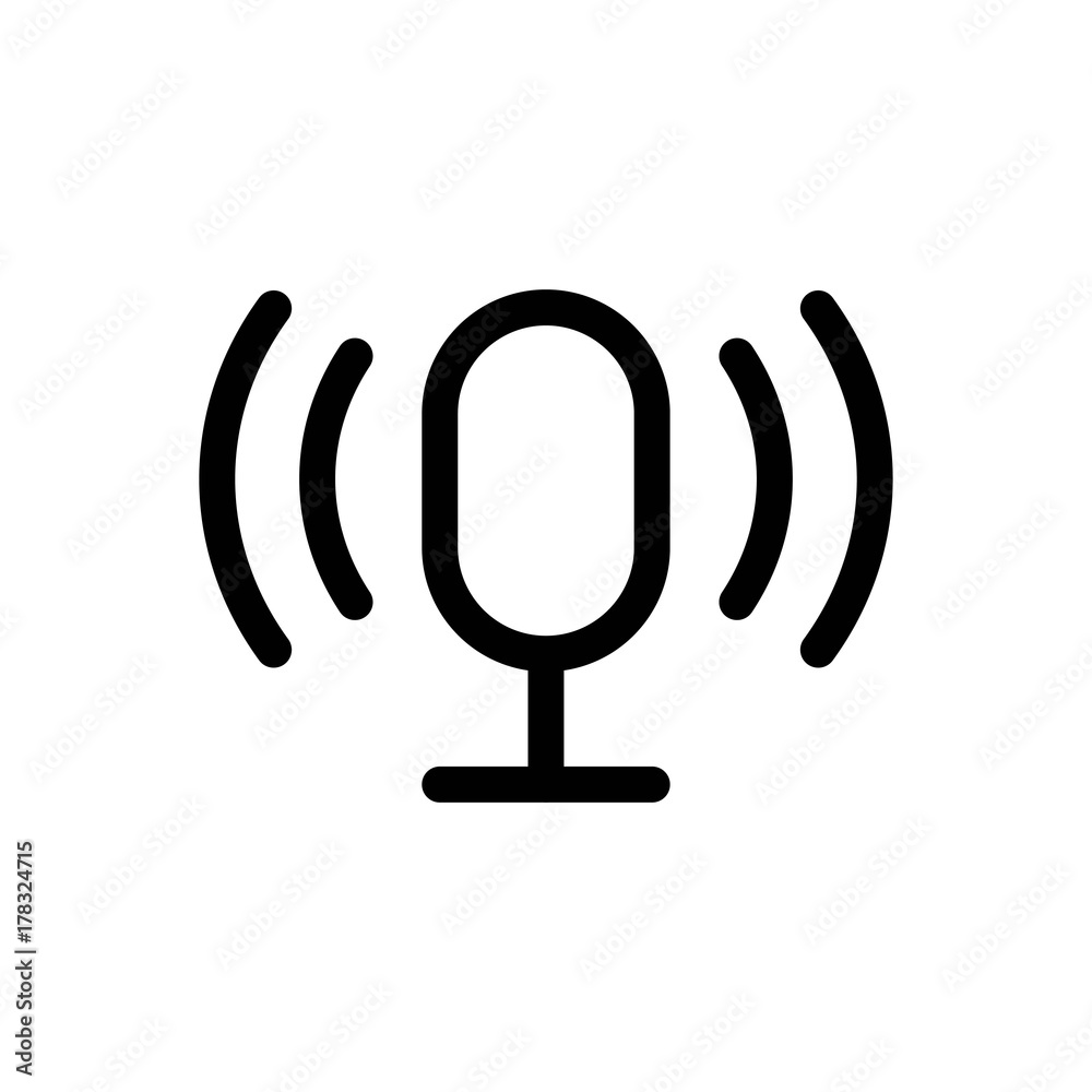 Microphone Icon Vector Fat Design Editable Stroke. 512x512 Pixel ...